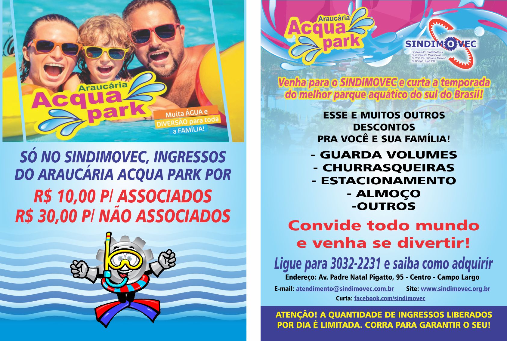 Panfleto 30 E 10 Reais Sindimovec